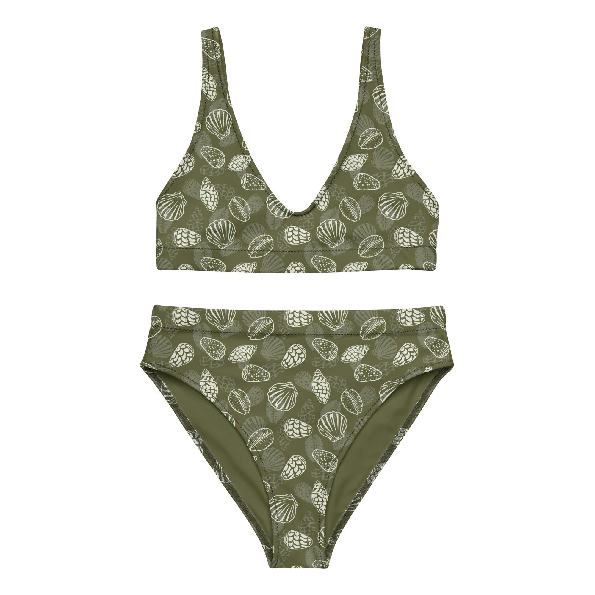 Green Seashell Midrise 2 piece bikini – Kaimahie Creatives